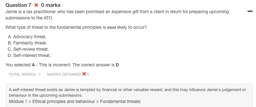 PRACTICE EXAM 2—Advocacy threat & self-interest threat – KnowledgEquity